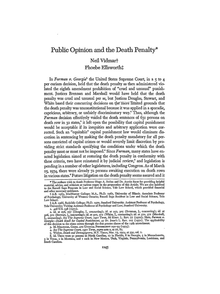 Public Opinion and The Death Penalty | PDF