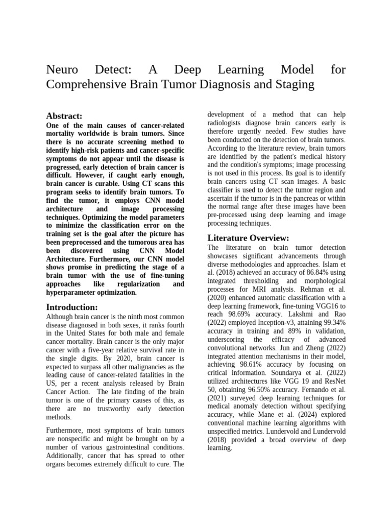 Neuro Detect A Deep Learning Model For Comprehensive Brain Tumor ...