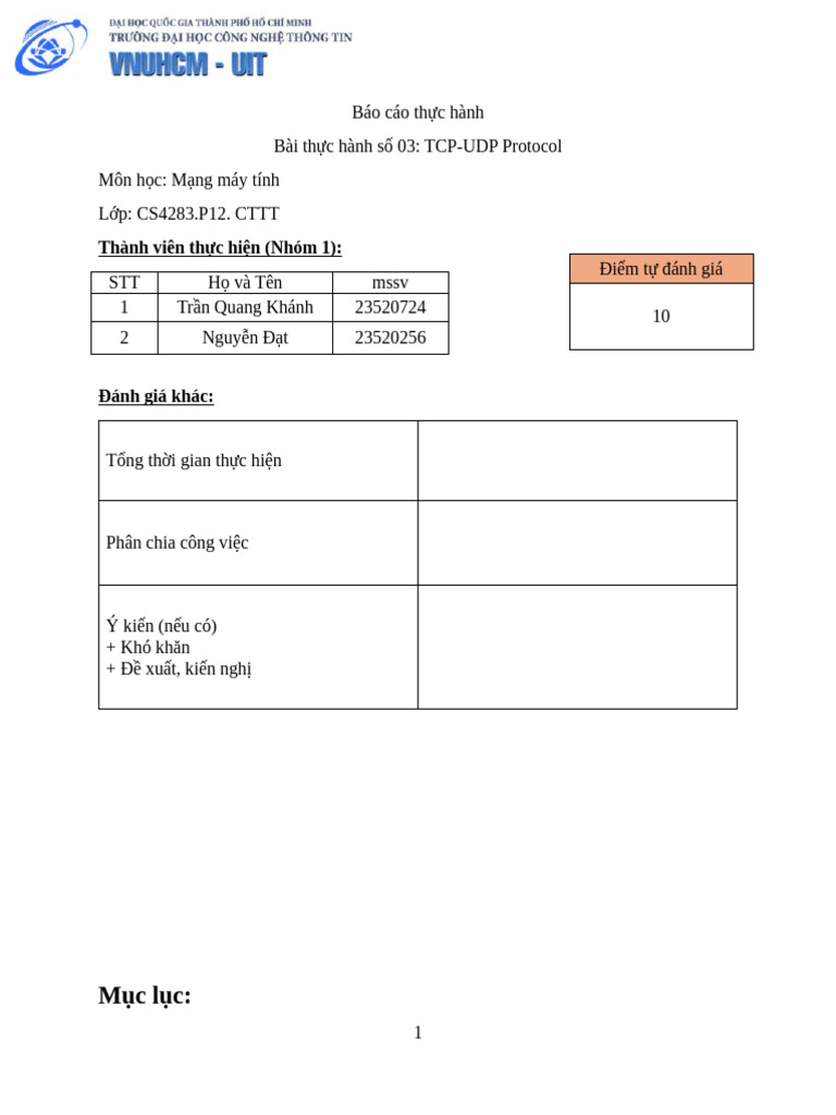 Group 1.01 23520256-23520724-Lab3 | PDF | Transmission Control Protocol | Port (Computer Networking)