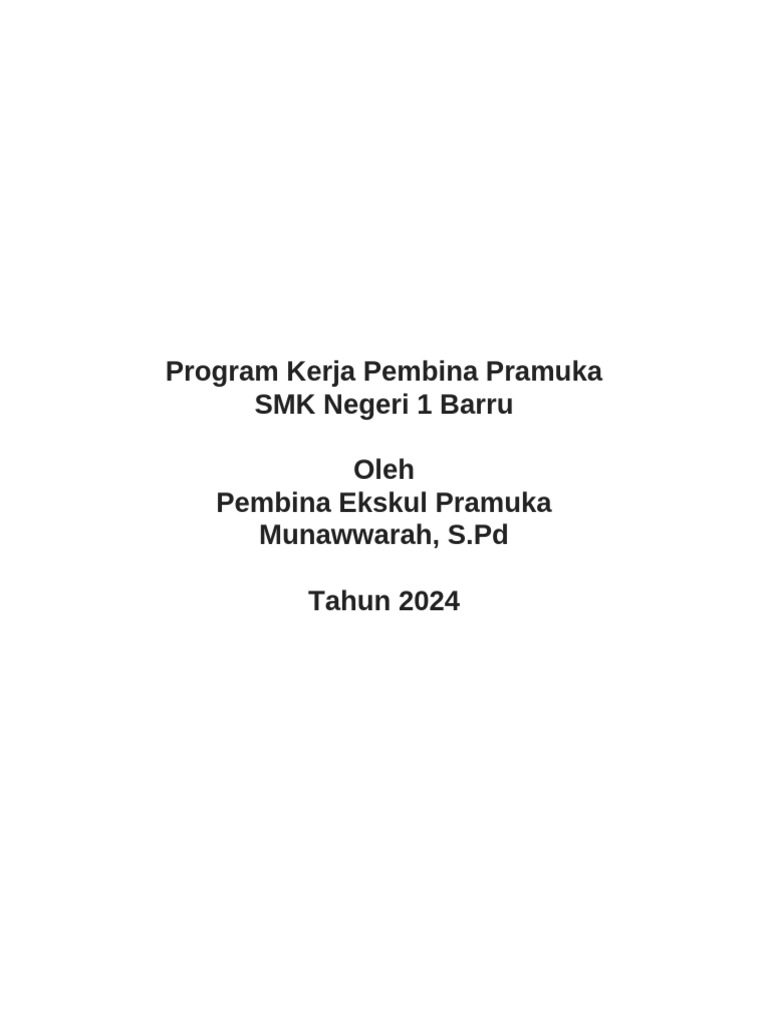 Program Kerja Pembina Pramuka | PDF