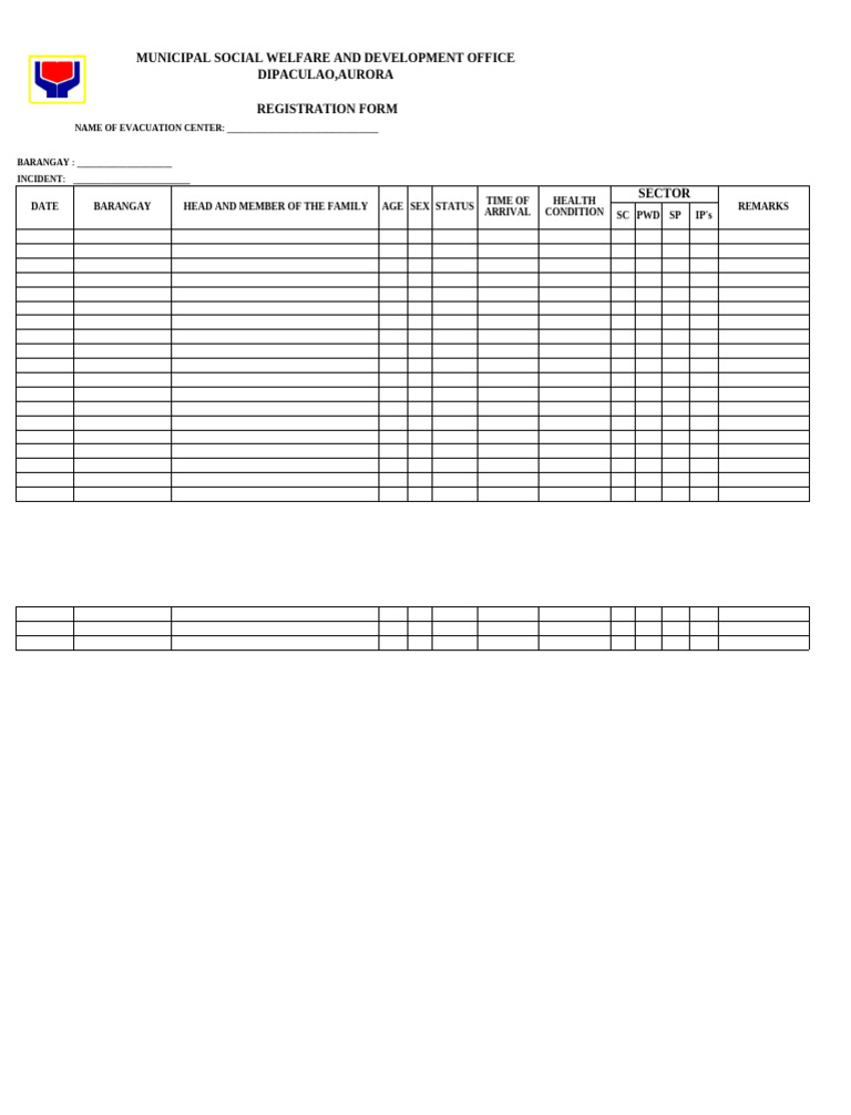 Evacuation Registration Form | PDF