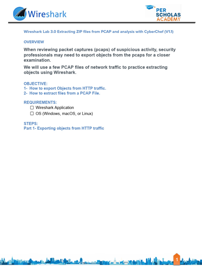 Wireshark Lab 3.0 Extracting ZIP Files From PCAP and Analysis With CyberChef (V1.1) | PDF ...