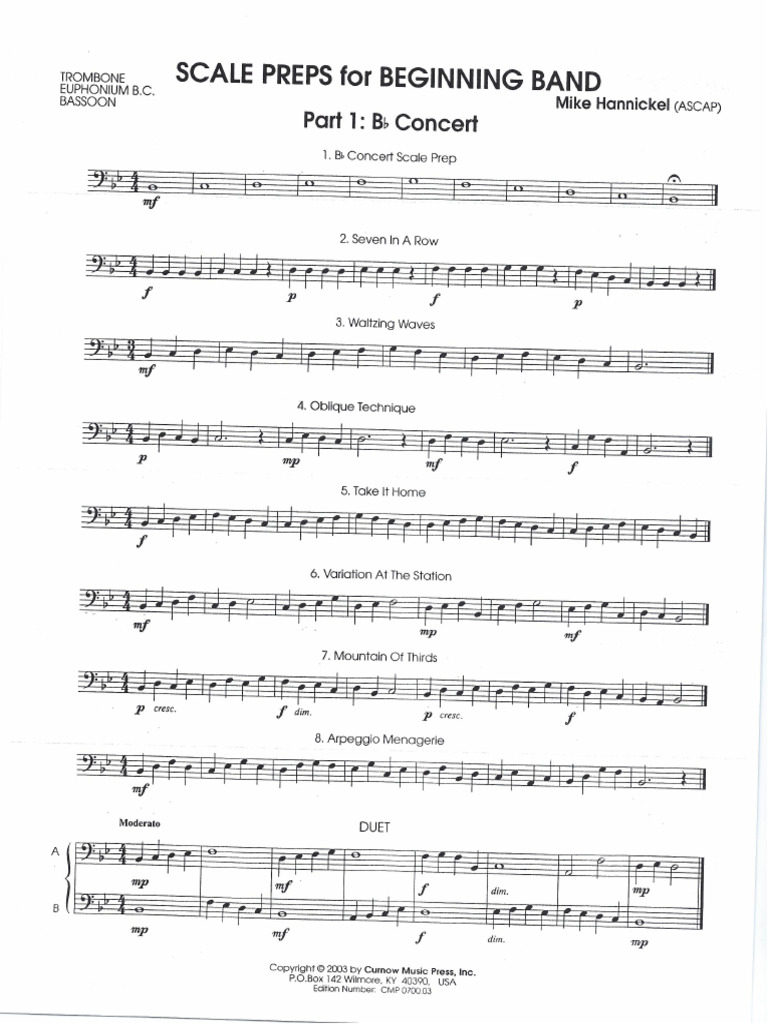 Scale Preps For Begining Band - Trombone Baritone | PDF
