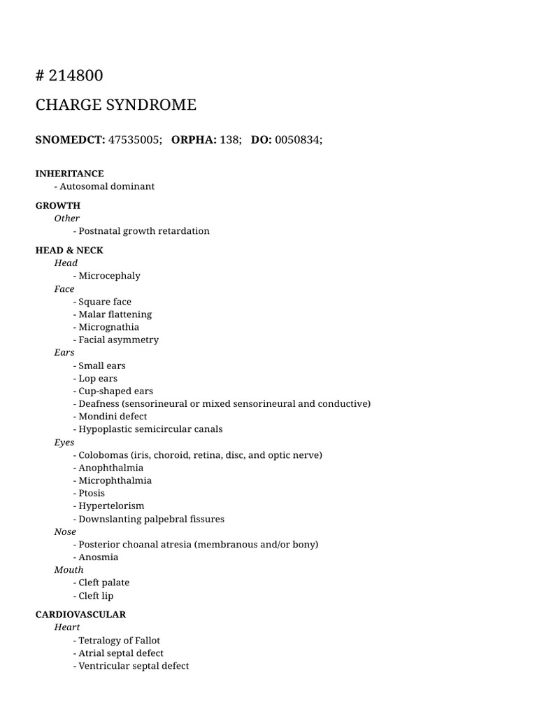 charge syndrome | PDF | Congenital Heart Defect | Congenital Disorder