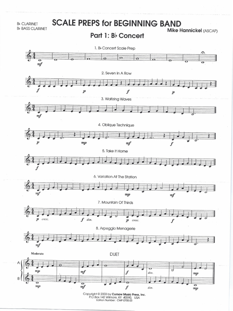 Scale Preps For Begining Band - Clarinets | PDF