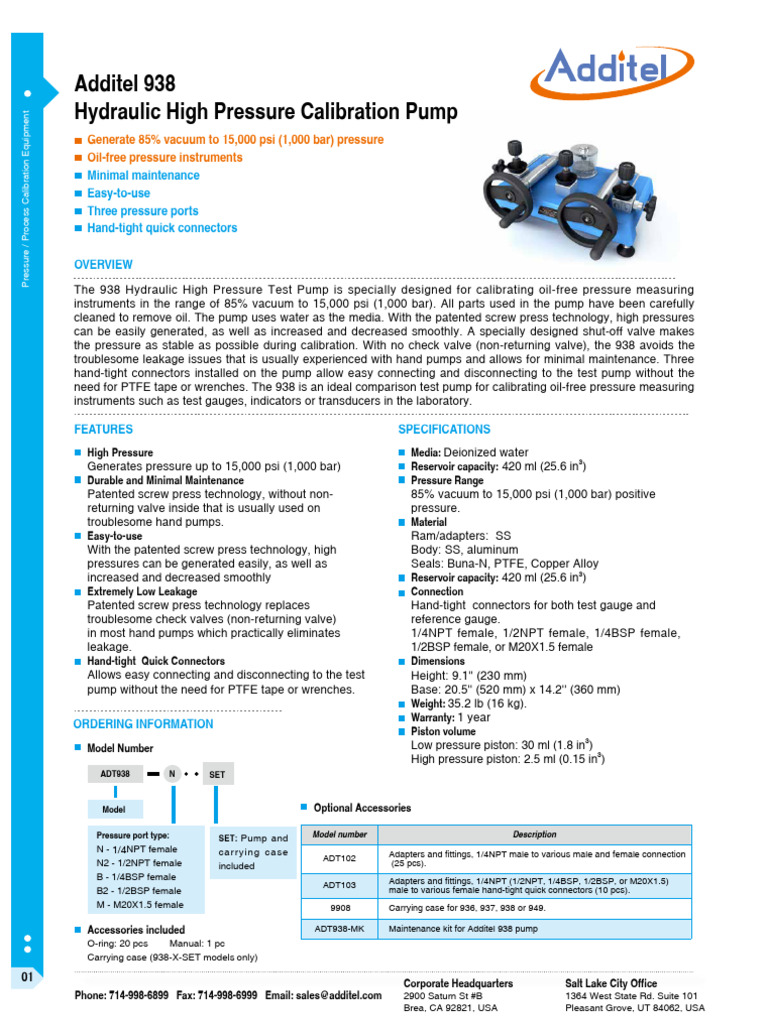 ADT938-datasheet | PDF | Calibration | Pump