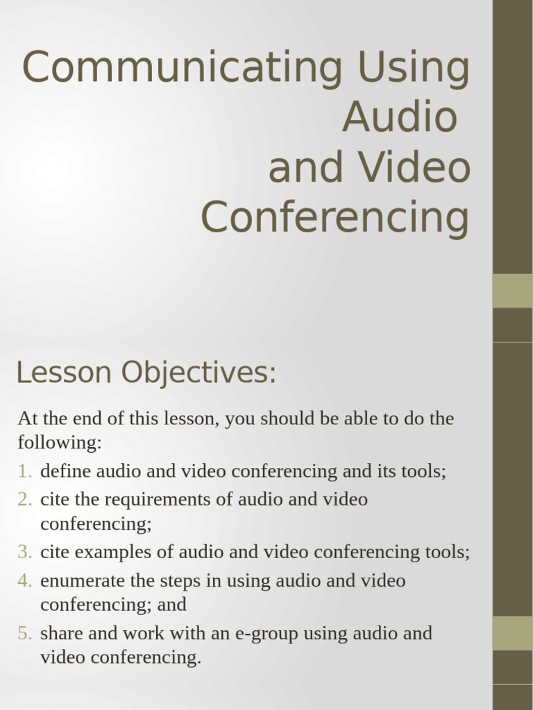 GRADE 6 LESSON 4 Communicating Using Audio and Video Conferencing | PDF ...