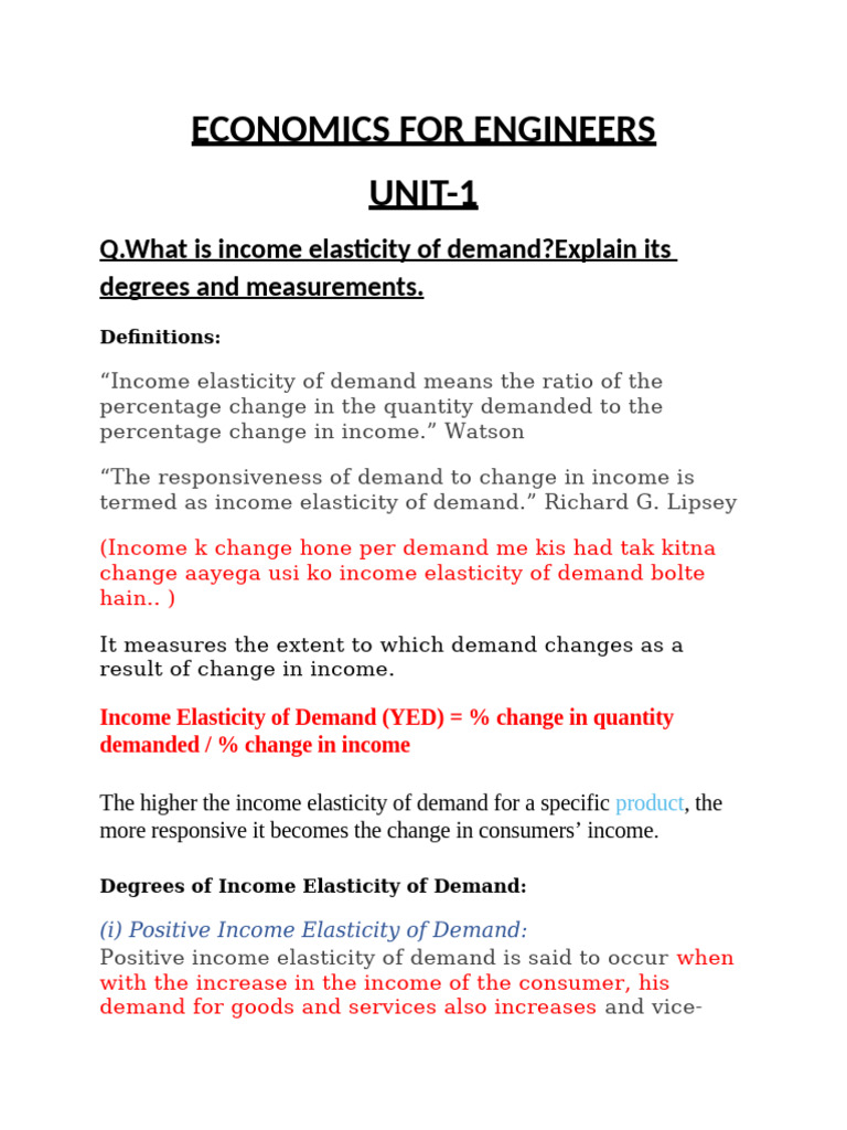 Economics For Engineers | PDF | Demand | Elasticity (Economics)
