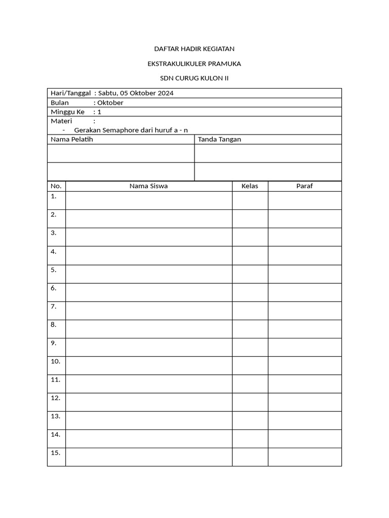 Daftar Hadir Kegiatan | PDF | Ilmu Sosial