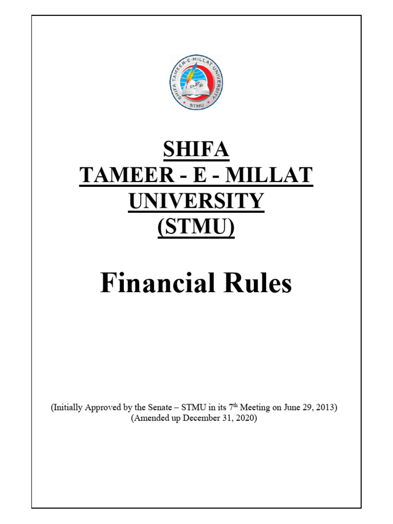 Stmu Financial Rules 2020 (Approved) | PDF | Banks | Cheque