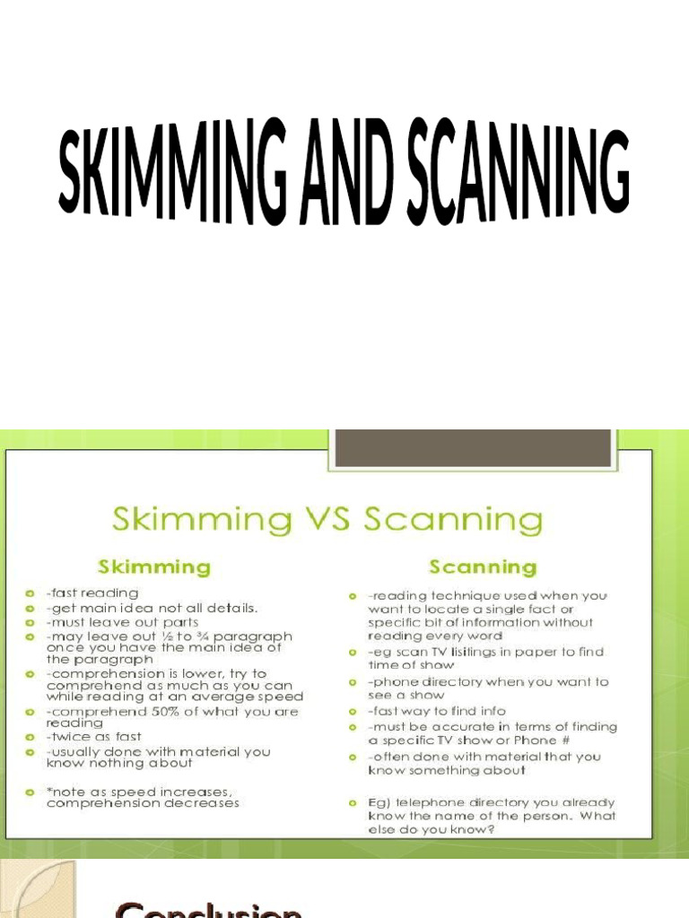 Skimming Scanning | PDF | Business | Self-Improvement