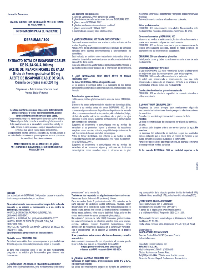 Uso y Precauciones de Derrumal 300 | PDF | Medicamentos con receta ...
