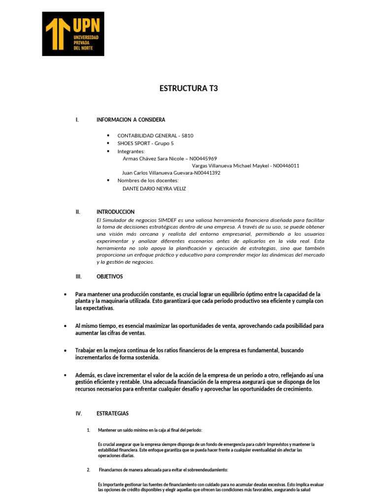 Estructura De Informte Simdef T3 Cg 2024 Ii Pdf Business