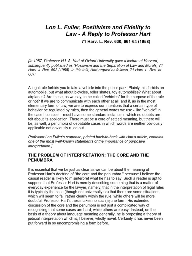 HART On Pernumbra and Core Meaning | PDF | Justice | Crime & Violence