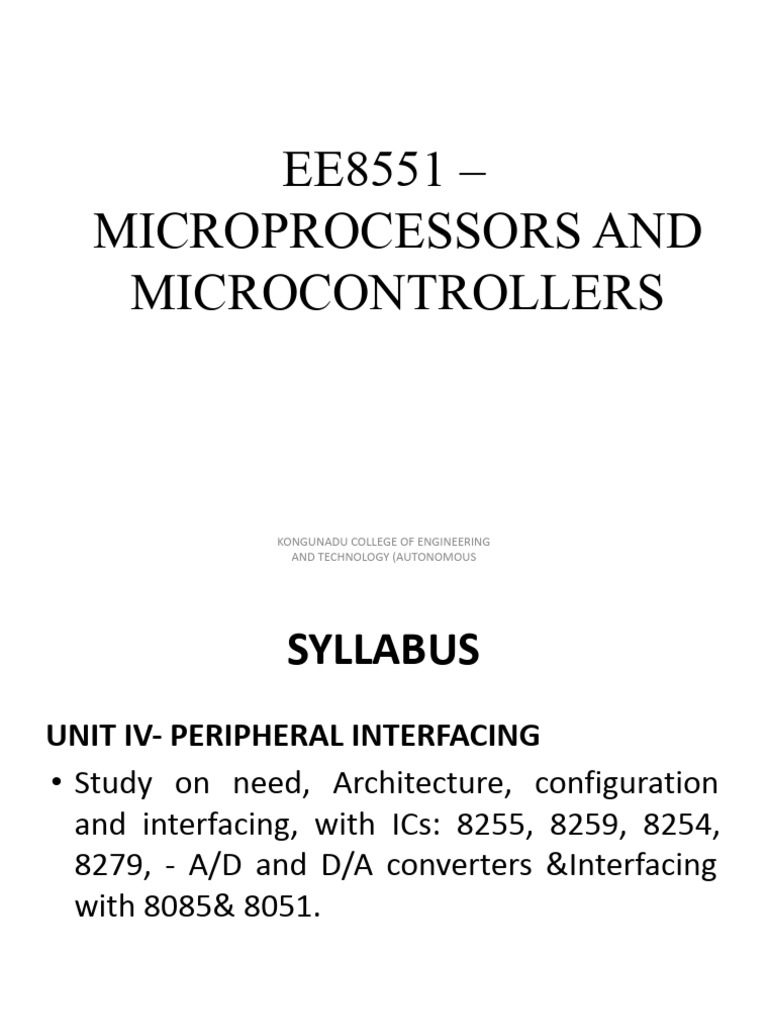 UNIT-IV Introduction To Microcontroller | PDF | Input/Output | Computer Architecture