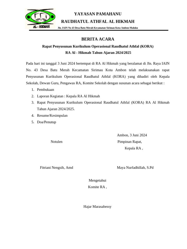 Berita Acara Kora | PDF