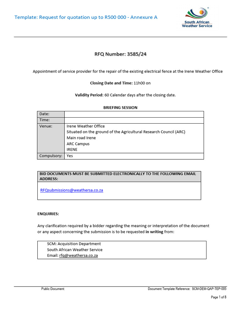 RFQ-3585 Repair of Electric Fence | PDF | Business