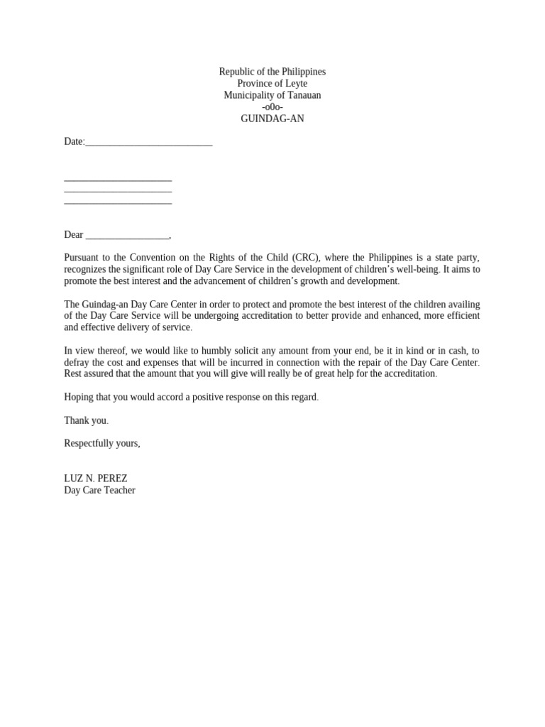 Day Care Solicitation Sample | PDF