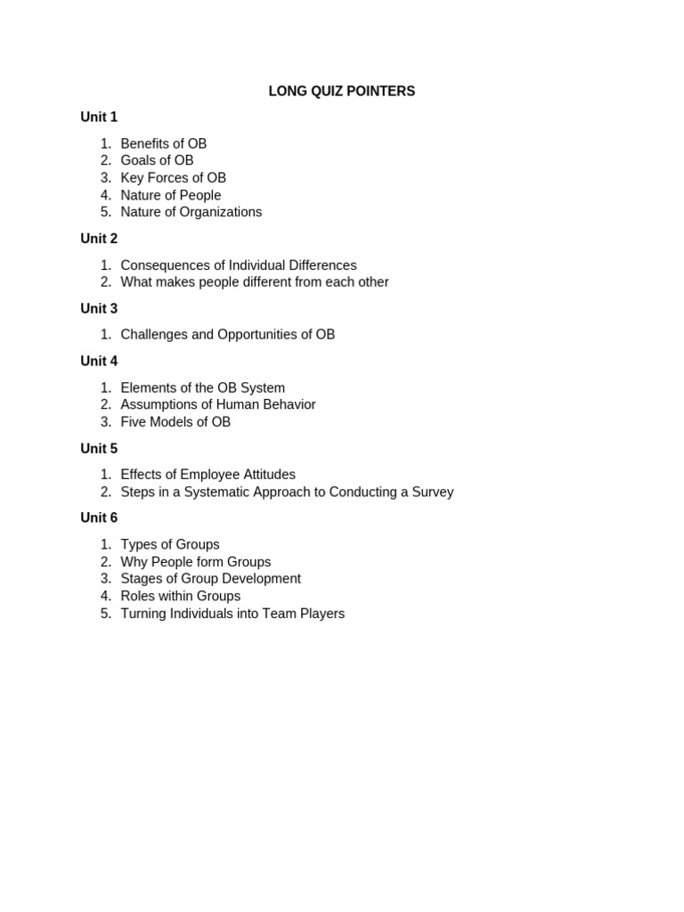 Long Quiz Pointers Ob | PDF