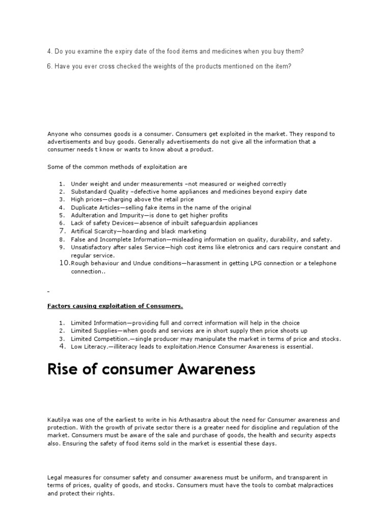 Consumer Awareness | PDF | Consumer Protection | Standardization