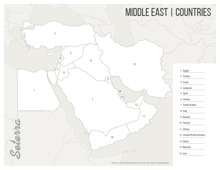 Middle East Countries Quiz Key | PDF