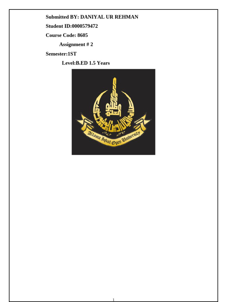 8605 Assignment | PDF | Educational Assessment | Evaluation 8605 Assignment | PDF | Educational Assessment | Evaluation