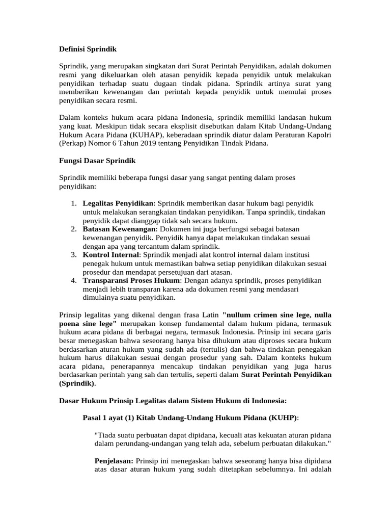 Arti dan Fungsi Sprindik dalam Hukum | PDF | Hukum