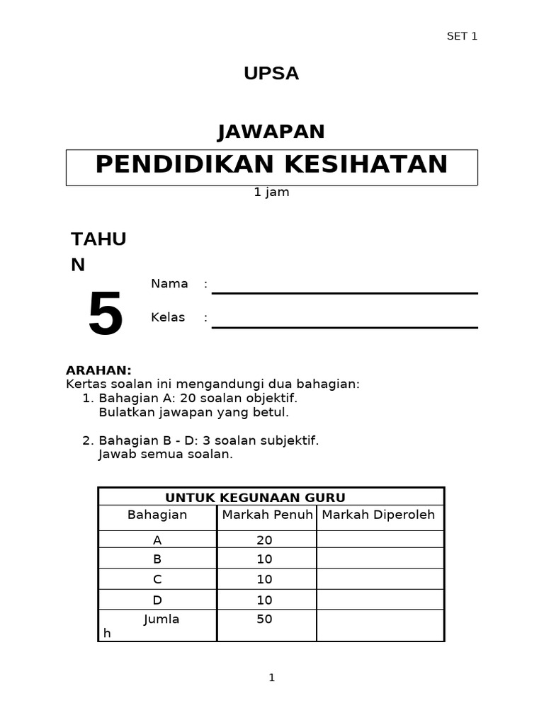 Jawapan PJPK T5 | PDF