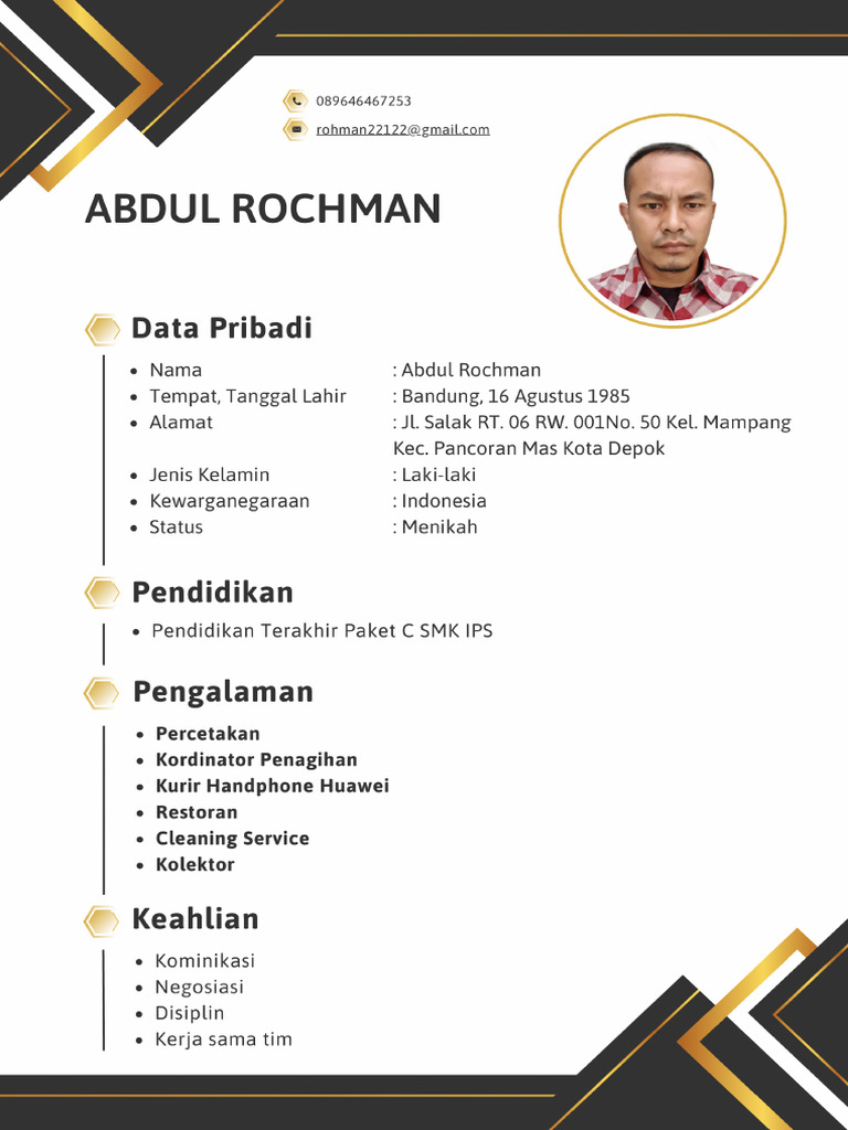 CV Abdul Rochman-1 | PDF