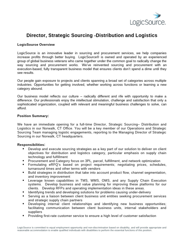 Strategic Sourcing - Director, Strategic Sourcing - Distribution and ...