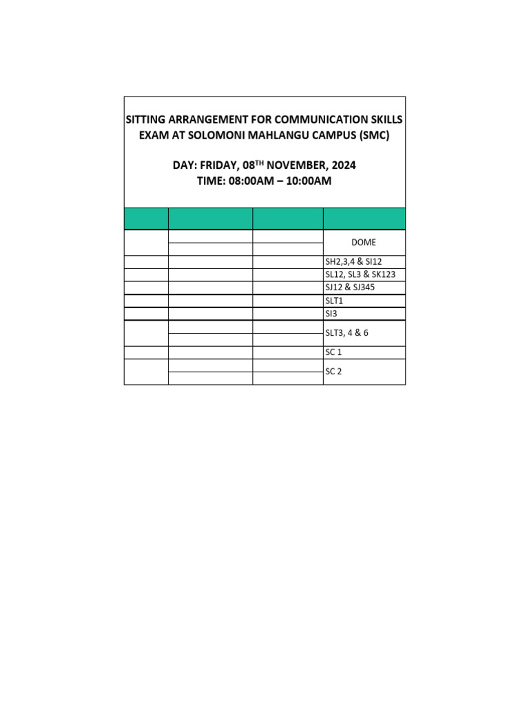 Mazimbu Campus Sitting Arrangement | PDF | Technology & Engineering
