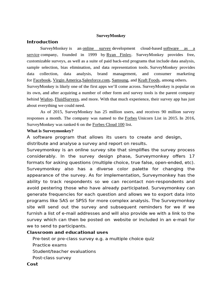 Survey Monkey | PDF | Facebook | Computing Survey Monkey | PDF | Facebook | Computing