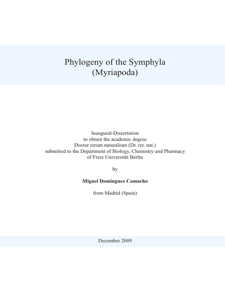 Phylogeny of Symphyla Myriapoda - Dominguez Small-2-2 | PDF ...