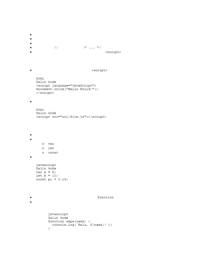 Slide 1: Pengenalan Javascript: Function Declaration | PDF | Komputer