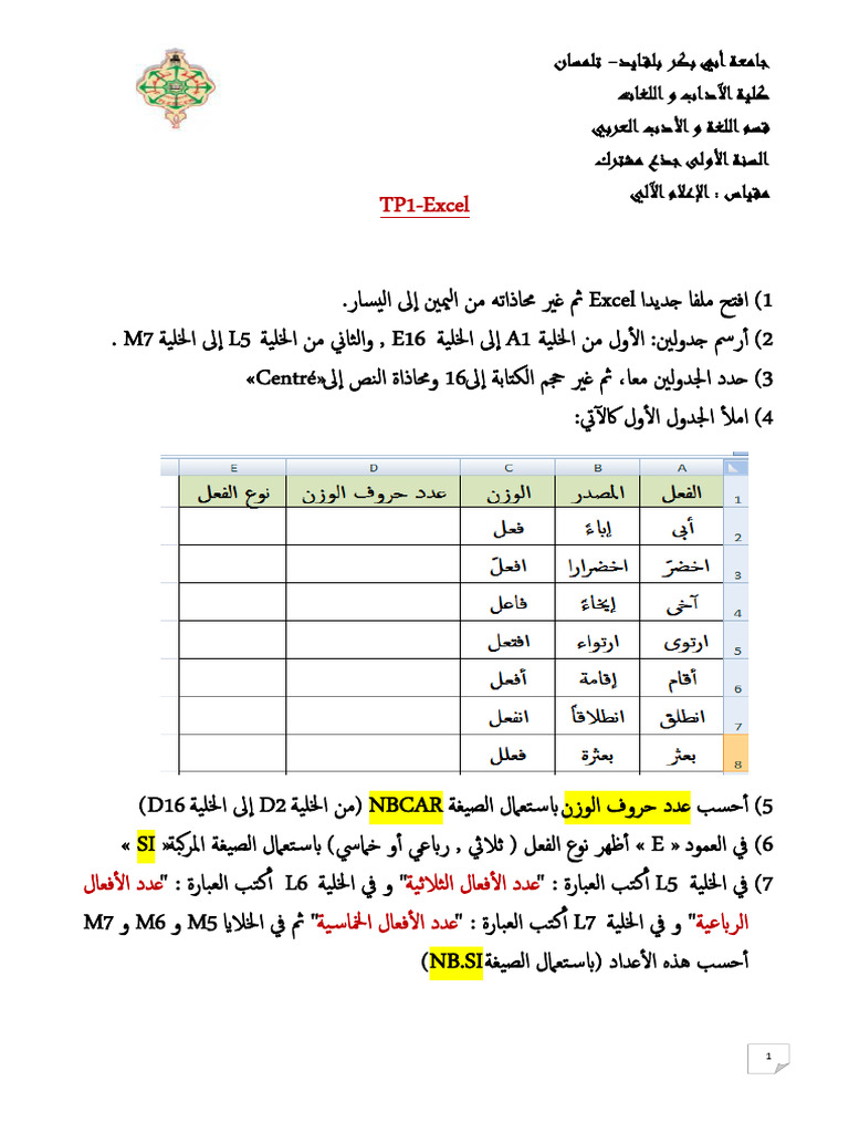 TP1 Excel | PDF