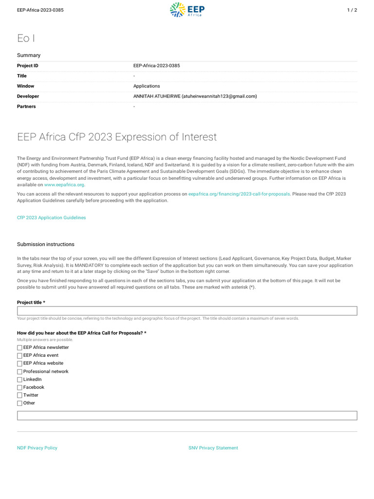 EEP Africa 2023 0385 - EoI | PDF | Privacy