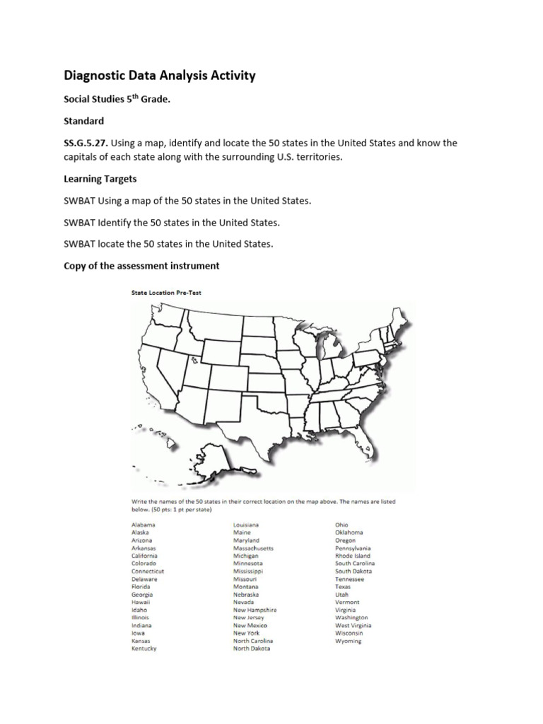 Diagnostic Data Analysis Activity | PDF | Southern United States | U.S ...