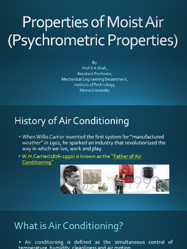 Psychometry - Air Conditioning - TE | PDF | Humidity | Water Vapor