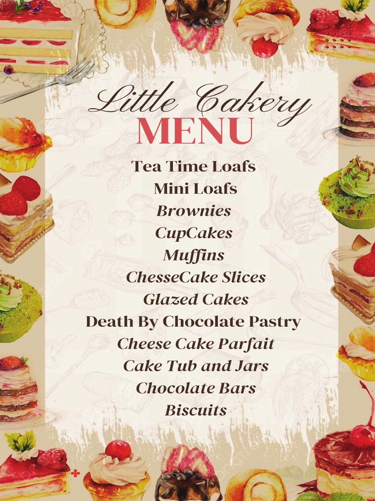 White and Pink Minimalist Bakery Menu PDF | PDF