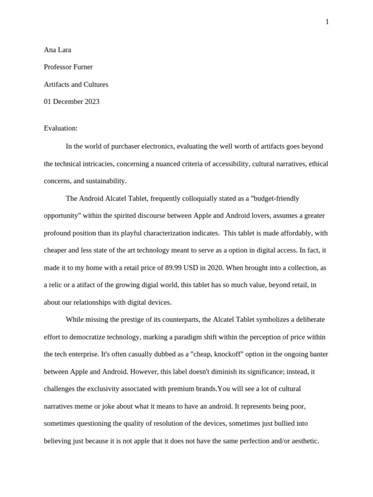 Evaluation | PDF | Tablet Computer | Android (Operating System)