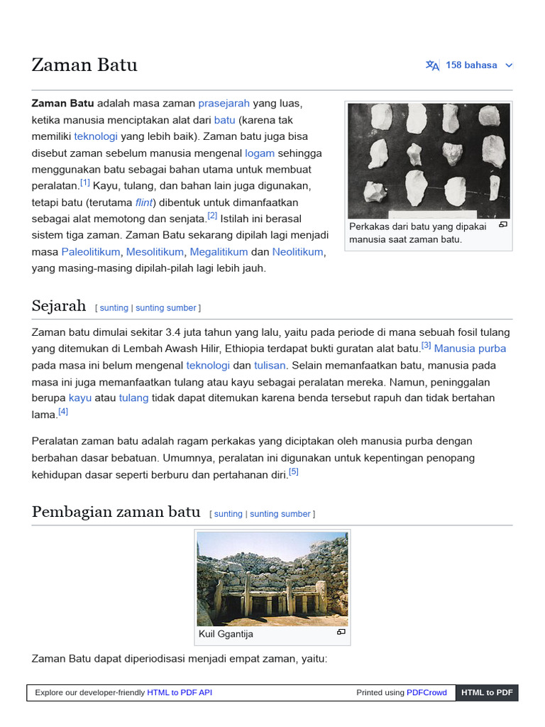 Sejarah dan Pembagian Zaman Batu | PDF