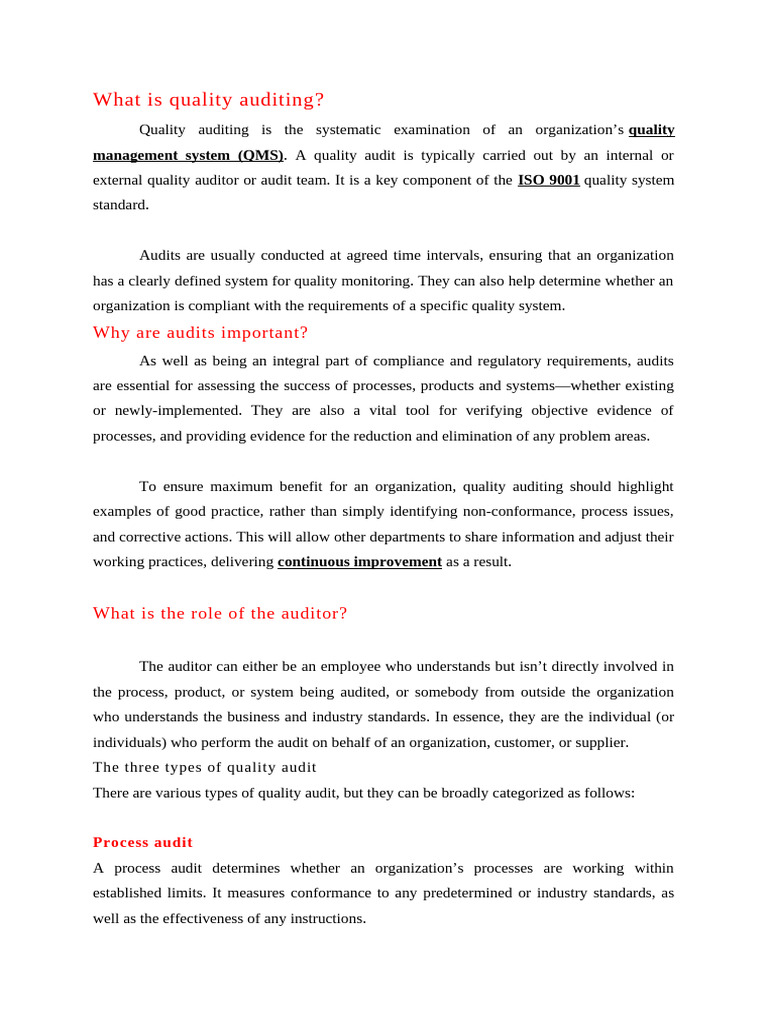 quality auditing | PDF | Audit | Quality Management System