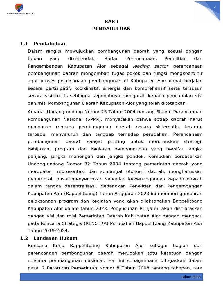Perbedaan Renstra dan Renja Alor | PDF