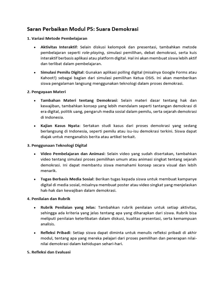 Perbaikan Modul P5 | PDF
