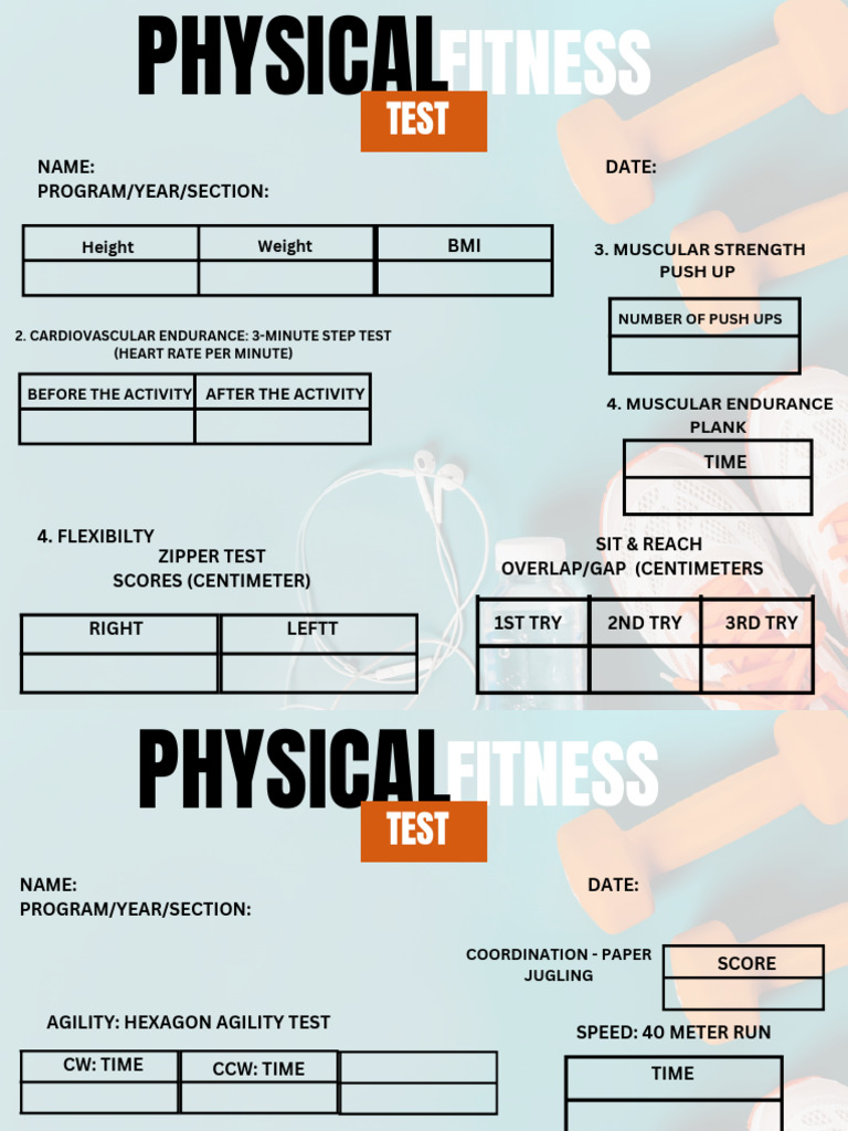 Physical Fitness Test Sheet | PDF