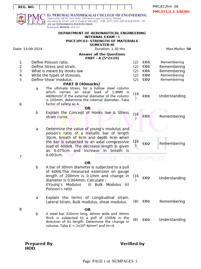 Som - Aero Q Paper - Internal | PDF | Young's Modulus | Stress (Mechanics)