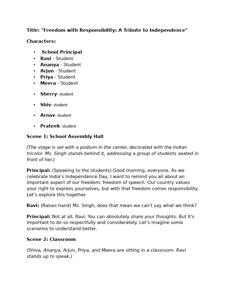 Freedom Script - Independence Day | PDF