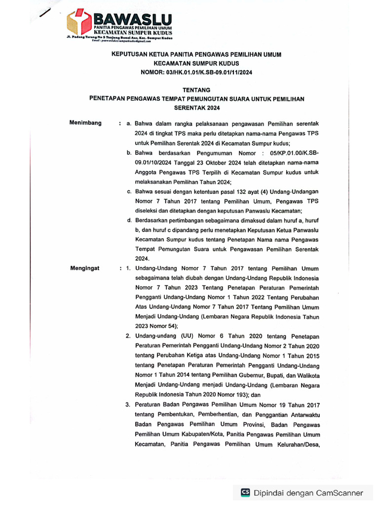 SK PTPS Pilkada 2024 | PDF