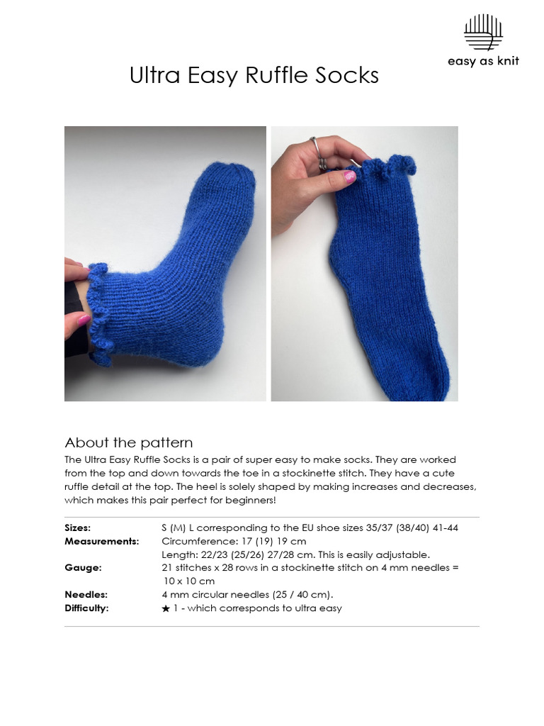 Ultra Easy Ruffle Socks English | PDF | Knitting | Knitting Needle