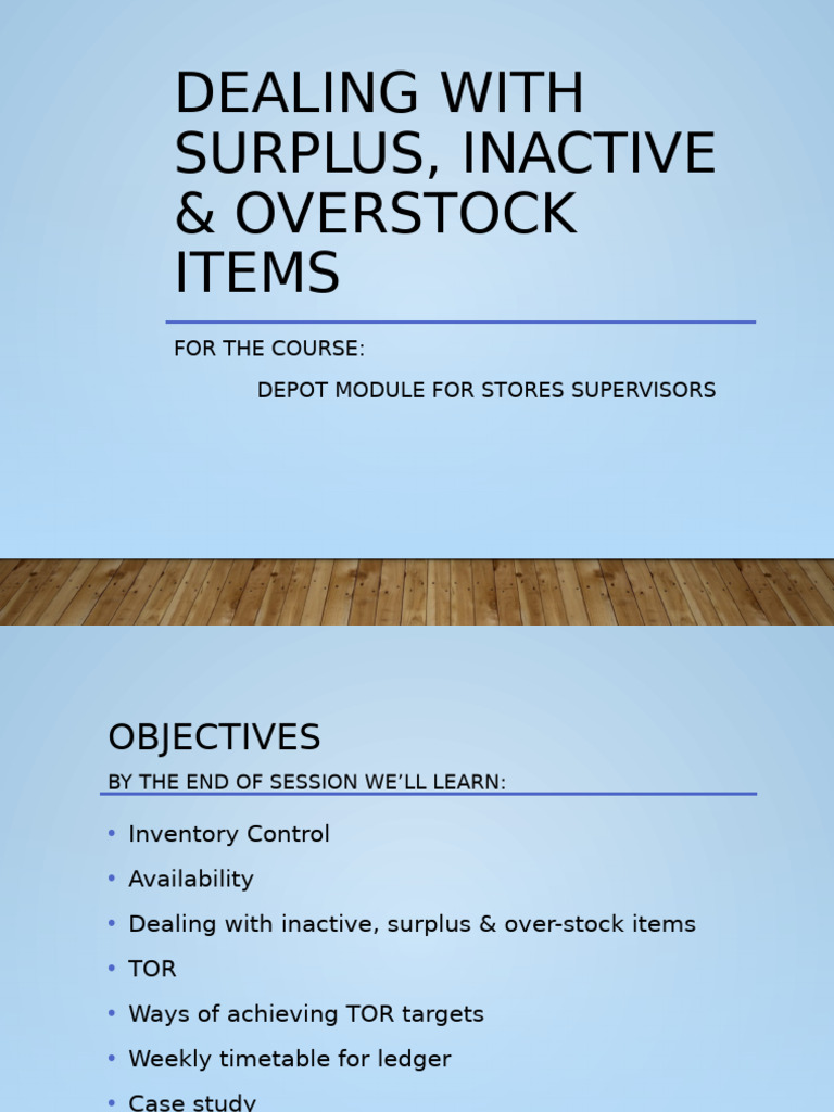 Dealing With Surplus, Inactive & Overstock Items | PDF | Inventory ...